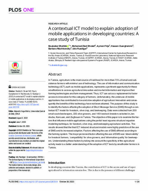 A contextual ICT model to explain adoption of mobile applications in developing countries: A ...
