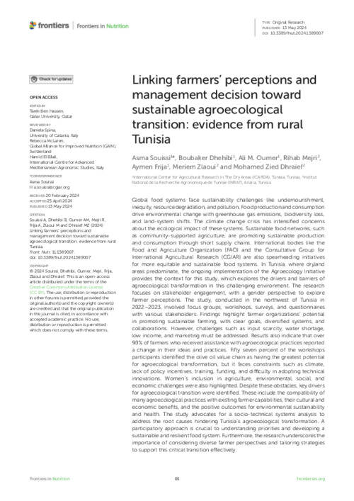 Linking farmers’ perceptions and management decision toward sustainable ...