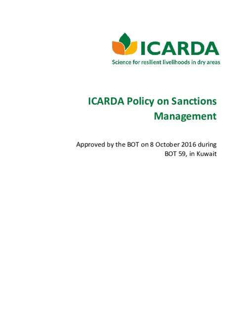 ICARDA Policy on Sanctions Management | ICARDA