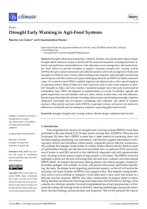 Drought Early Warning in Agri-Food Systems | ICARDA