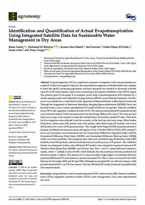 Identification And Quantification Of Actual Evapotranspiration Using Integrated Satellite Data