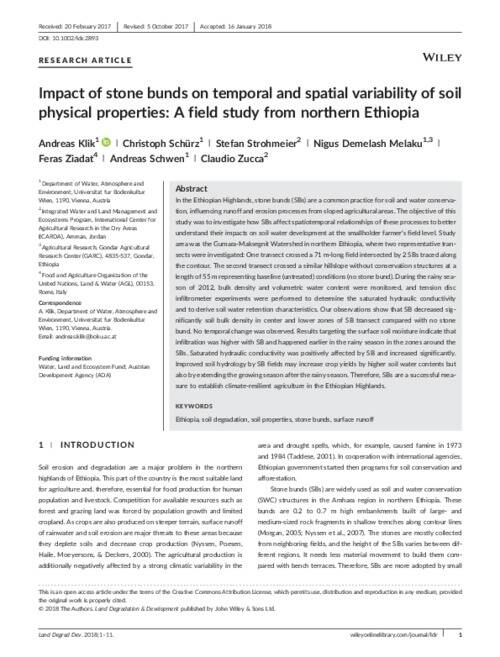 Impact of stone bunds on temporal and spatial variability of soil ...