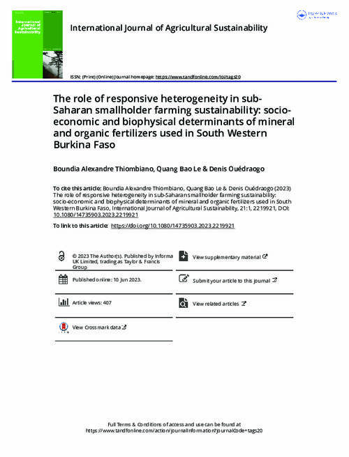 The role of responsive heterogeneity in sub-Saharan smallholder farming ...
