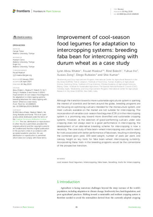 Improvement of cool-season food legumes for adaptation to intercropping systems: breeding faba ...