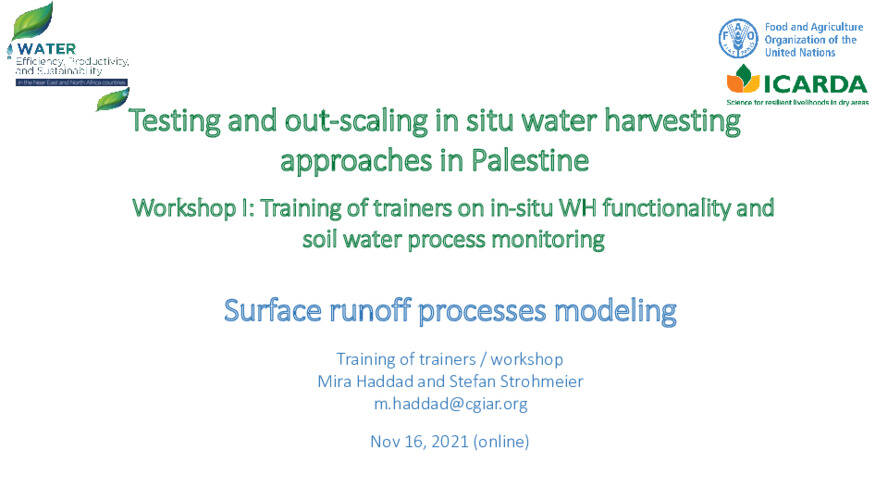 Surface runoff processes modeling | ICARDA
