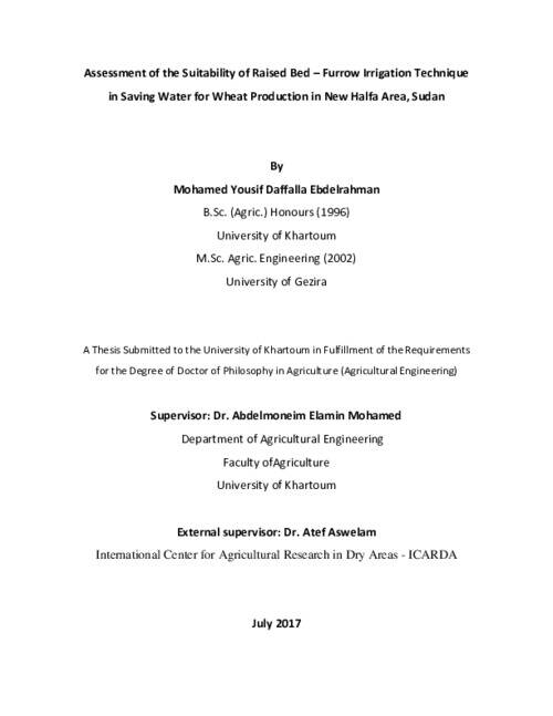 Assessment of the Suitability of Raised Bed – Furrow Irrigation ...