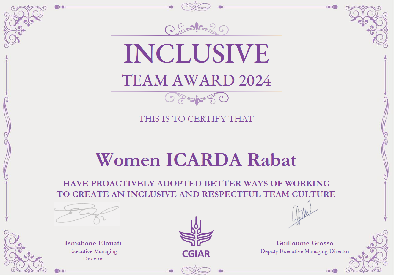 Women ICARDA Rabat Wins CGIAR’s Inclusive Team Award 2024 | ICARDA